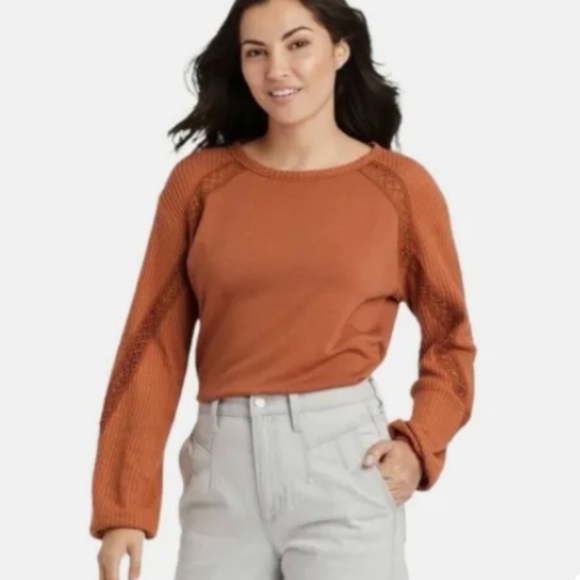 Knox Rose | Tops | Extra Large Knox Rose Burnt Orange Thermal Bohemian ...